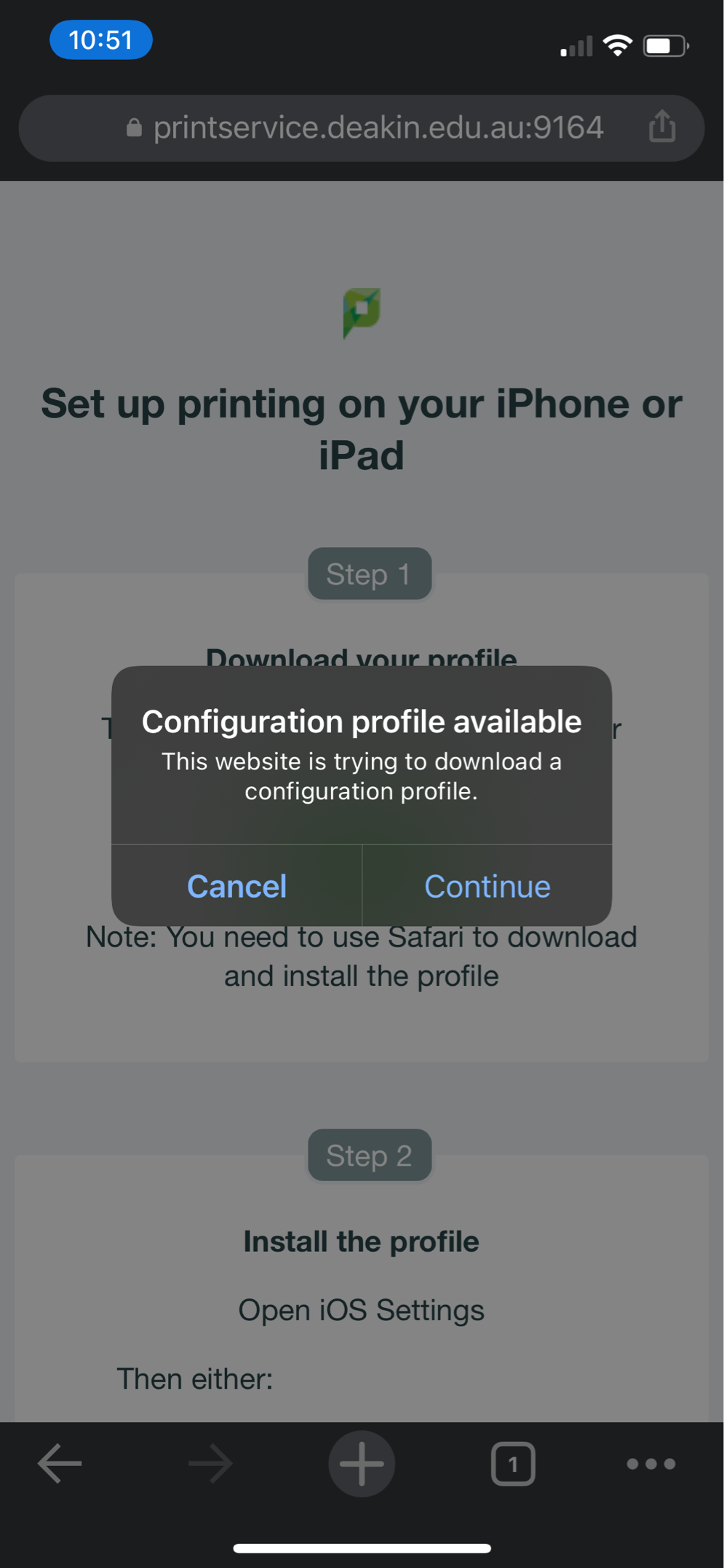 IT Help - Print@Deakin - Installing Deakin Print on Personal IOS device ...
