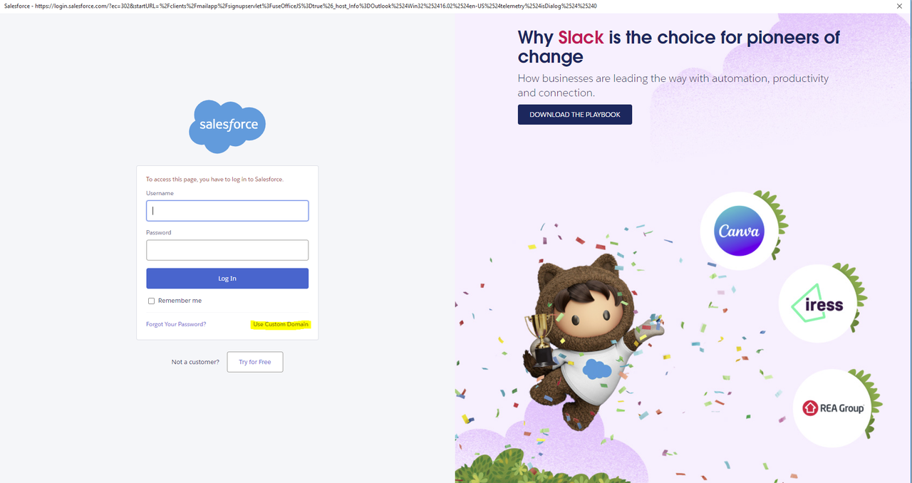 IT Help - Salesforce - Logging in to Salesforce from Outlook - IT Help