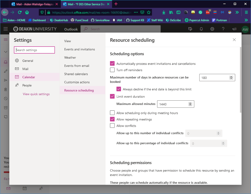 Outlook Resource Scheduler